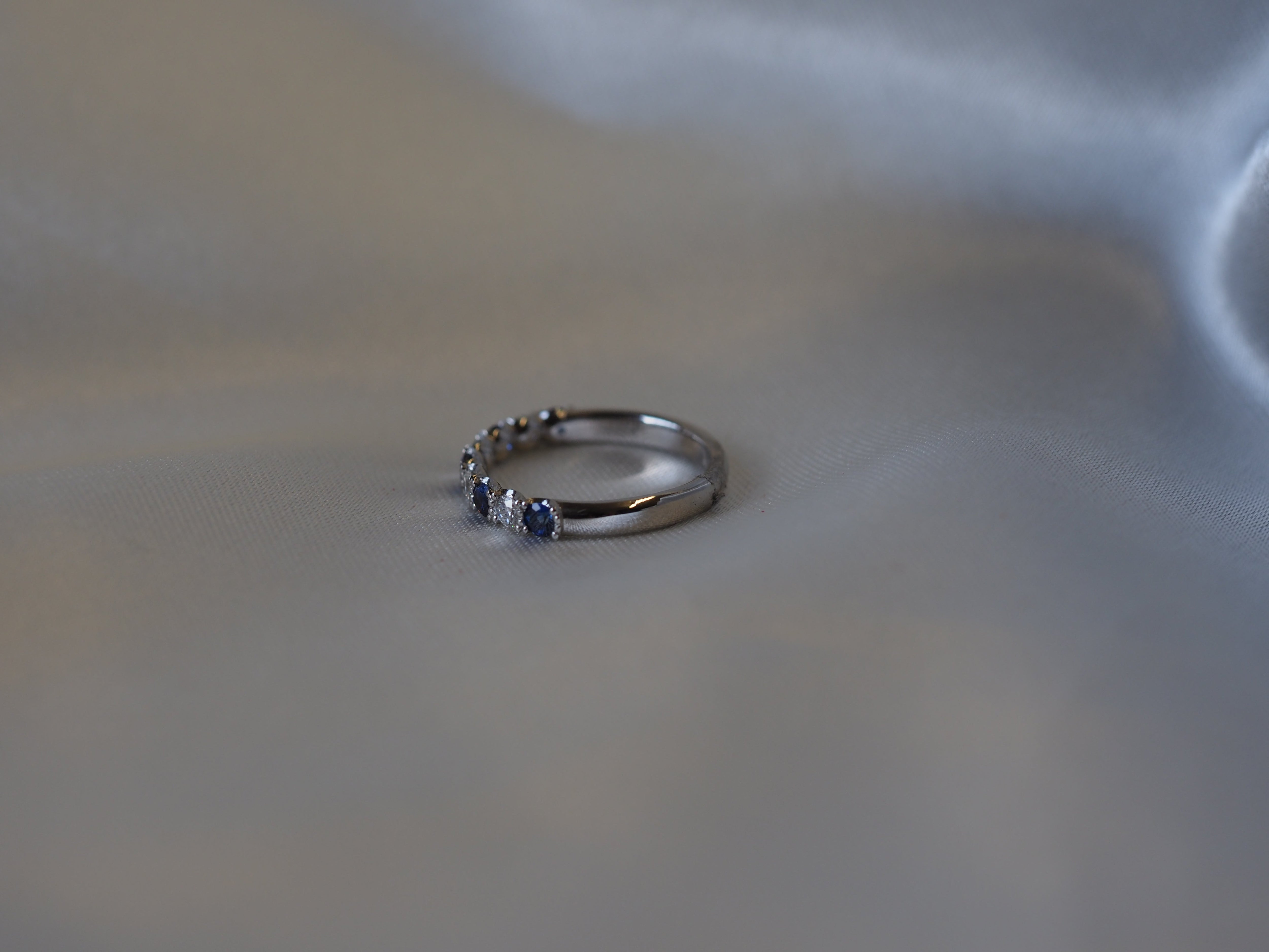 Sapphire and Diamond Half-Eternity Ring in Platinum – Ogden Of Harrogate