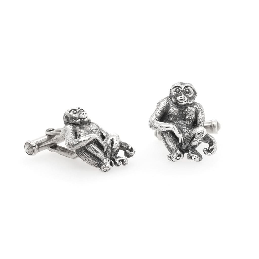 Oxidised silver monkey cufflinks – Ogden Of Harrogate